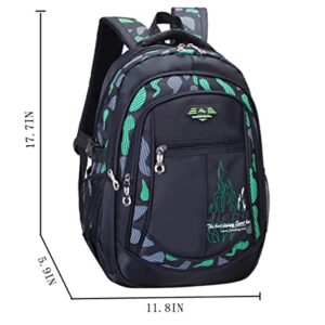 RBYGPL Boys Backpack Elementary Bookbag Waterproof Junior High School Bag Lightweight (green)