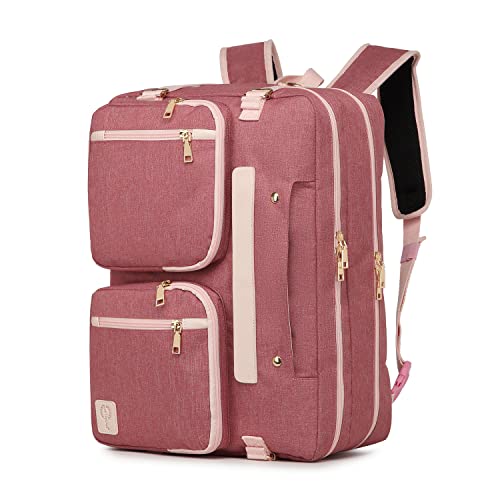 seyfocnia Convertible 3 in 1 Laptop Backpack,17.3 inch Messenger Backpack Satchel Bag Briefcase Backpack Computer Handbag Shoulder Bag for Women-Pink