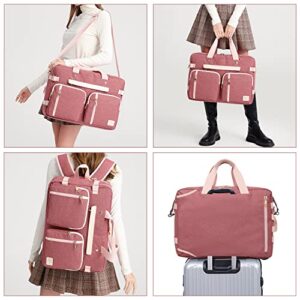 seyfocnia Convertible 3 in 1 Laptop Backpack,17.3 inch Messenger Backpack Satchel Bag Briefcase Backpack Computer Handbag Shoulder Bag for Women-Pink