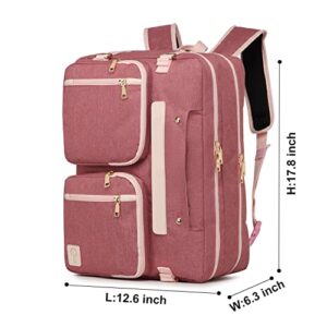 seyfocnia Convertible 3 in 1 Laptop Backpack,17.3 inch Messenger Backpack Satchel Bag Briefcase Backpack Computer Handbag Shoulder Bag for Women-Pink