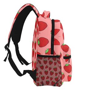 Strawberry Fruit School Backpack Waterproof Shoulder Bookbag Travel Bag Casual Daypack for Boys Girls One Size