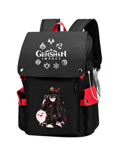 yunbei genshin impact backpack hu tao school bags klee backpack zhongli bookbag qiqi laptop daypack (hu tao, one size)