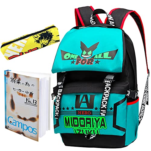 Izuku Midoriya Backpack My Hero Backpack Deku Backpack with Izuku Journal Notebook