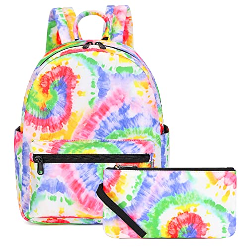 EZYCOK Girls Mini Backpack Kids Small Backpack with Purse Wallet Teens Travel Backpack Womens Casual School Bookbag (Tie-dye green )