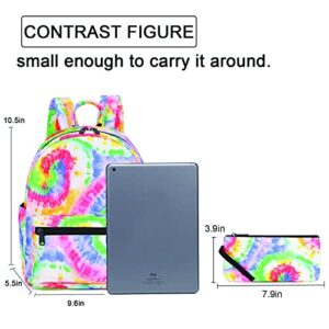 EZYCOK Girls Mini Backpack Kids Small Backpack with Purse Wallet Teens Travel Backpack Womens Casual School Bookbag (Tie-dye green )