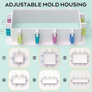 Nicpro Adjustable Molds Housing for Silicone Mold Making, Reusable Plastic Housing Frame Mold Making Silicone Rubber, for DIY Resin Molds, Soap Molds, Candle Molds with Binder Clips, Double-Sided Tape