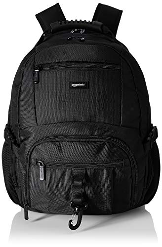 Amazon Basics Multi-Compartment Backpack with Top Handle and Padded Shoulder Straps, Fits up to 15-Inch Laptop - Black