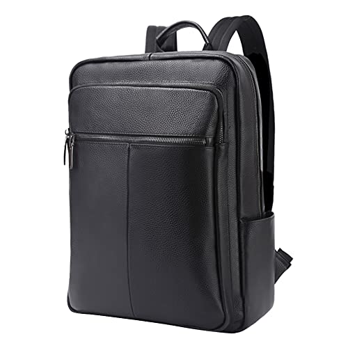 Leathario Men's Backpack Genuine Leather Laptop Backpack 16 Inch Luxurious Vintage Large Capacity Business Retro Travel Duffle Bag Overnight Weekender Daypack (Black-55)