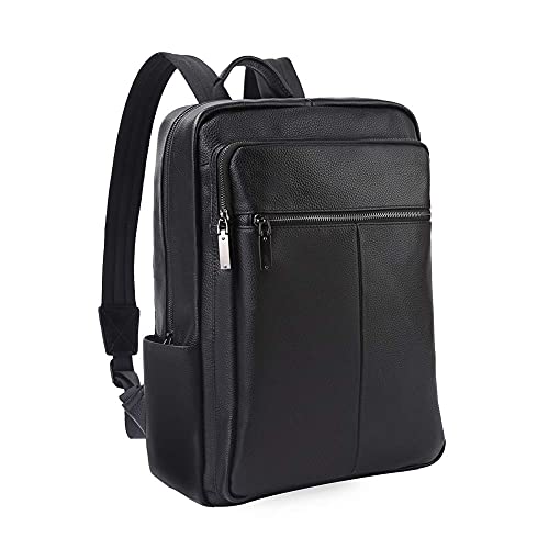 Leathario Men's Backpack Genuine Leather Laptop Backpack 16 Inch Luxurious Vintage Large Capacity Business Retro Travel Duffle Bag Overnight Weekender Daypack (Black-55)