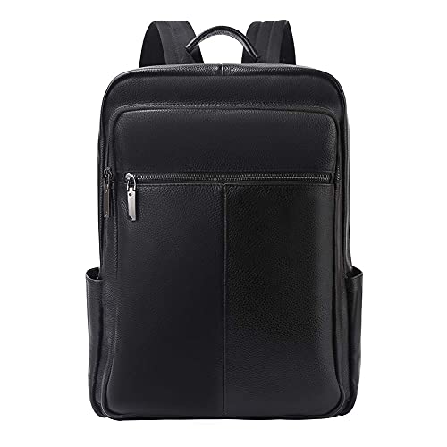 Leathario Men's Backpack Genuine Leather Laptop Backpack 16 Inch Luxurious Vintage Large Capacity Business Retro Travel Duffle Bag Overnight Weekender Daypack (Black-55)