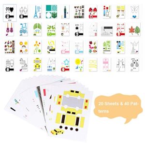 20 Sheets 3D Printer Drawing Molds Paper Stencils for 3D Printing Pen, 40 Patterns and a Clear Plate Set