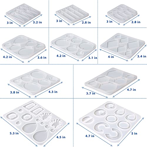 10pcs Resin Earring Mold,Silicone Resin Jewelry Molds Set for Epoxy Resin Dangle Pendant Molds for Women Girls