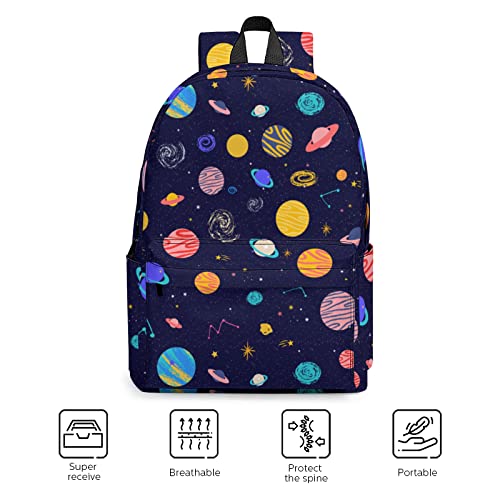 Ewobicrt Cartoon Planet Backpack 16.7 inch Large Cute Laptop Bag Casual Daypack Bookbag for Work Travel Camping