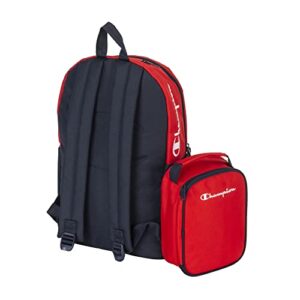 Champion 2-Piece Backpack with Lunch Box Bag Set (Red/Navy)