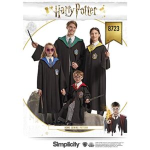 simplicity 8723 harry potter cosplay and halloween costume sewing pattern, kids teens and adult sizes xs-xl