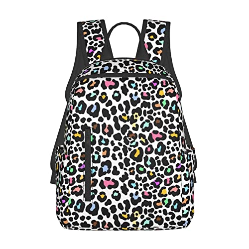 Cute Rainbow Leopard Print Backpack 14.7 Inch Lightweight, Business Laptop Shoulders Backpack Travel Hiking Daypack Gift for Men Women