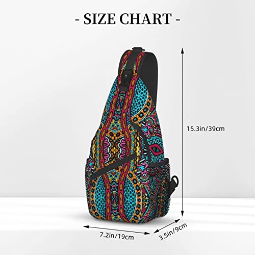 Yamegoun Ethnic Sling Bag Travel Crossbody Backpack Shoulder Pack Chest Hiking Daypack for Women Men with Strap Lightweight Outdoor Walking Runner Climbing