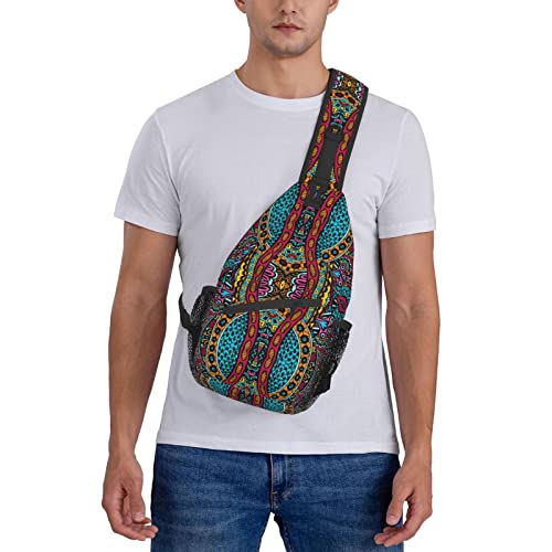 Yamegoun Ethnic Sling Bag Travel Crossbody Backpack Shoulder Pack Chest Hiking Daypack for Women Men with Strap Lightweight Outdoor Walking Runner Climbing