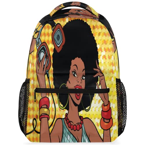 African American woman Retro Travel Laptop Backpack for men women Water Resistant College School Bookbag Lightweight Casual Daypacks Travel Essentials