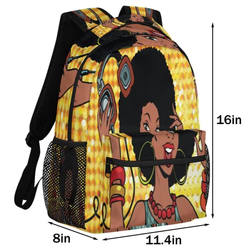 African American woman Retro Travel Laptop Backpack for men women Water Resistant College School Bookbag Lightweight Casual Daypacks Travel Essentials