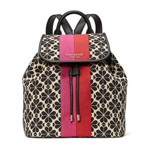 kate spade new york spade flower jacquard stripe synch medium flap backpack cream multi one size