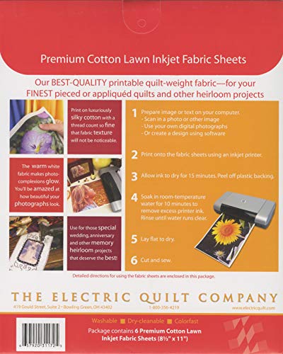 Electric Quilt Printables Inkjet Fabric Sheets - Cotton Lawn 6 pc.