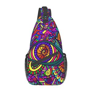 rosihode trippy art sling bag, fashion crossbody backpack shoulder bag chest bag for men women outdoor cycling hiking travel