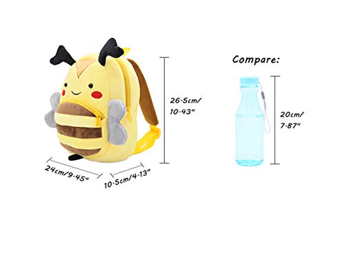 Toddler Backpack Neoprene 3D Animal Backpack Kids Animal Cartoon Casual Bags Water Resistance Kindergarten Preschool Bag (Bee)