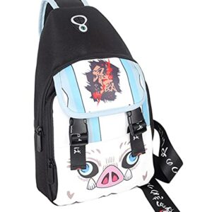 Anime Cosplay Shoulder Bag,Hashibira Inosuke Students Bookbag Backpack School Bag Daypack