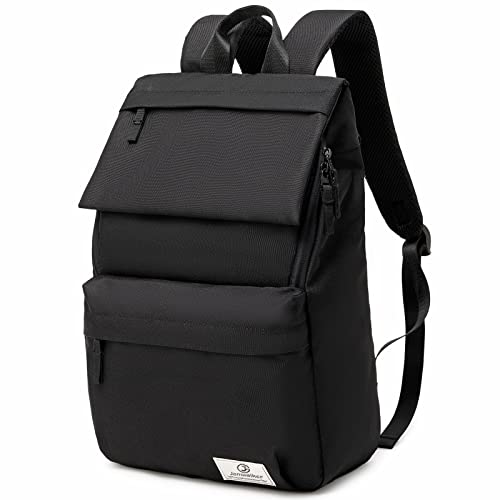 Backpack for Men and Women Slim Travel Laptop Backpacks with Laptop Compartment/Luggage Strap, Water Resistant Work Computer Back Pack 15.6 Inch & Anti-Theft College School Bag Casual Daypacks, Black