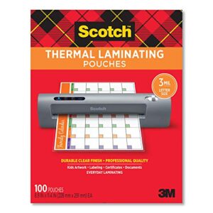 scotch (tm) thermal laminating pouches, 8.5 inches x 11 inches, 100 pouches (2 packs of 50)