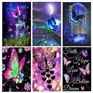 adult 6-piece diy 5d diamond painting kit, complete diamond painting, diamond painting art, wall decoration, butterfly (12x16inches)