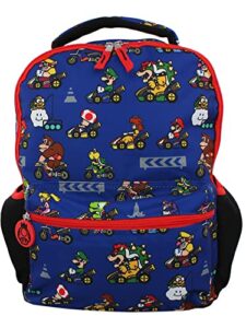 nintendo mario kart boys girls teen 16 inch school backpack (blue, one size)