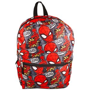 Marvel Shop Spiderman Backpack for Boys 7-8 Set - 16'' Inch Spiderman School Backpack for Boys 7-8 Bundle with Stickers, More | Spiderman Backpack for Kids