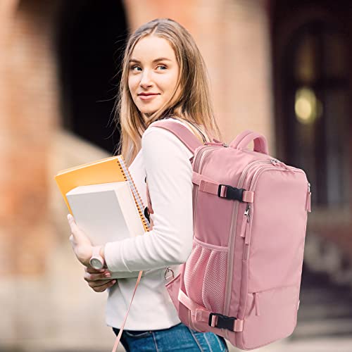 Extra Large Travel Backpack (2 Pieces Black & Pink) as Person Item Flight Approved, 40L Carry On Backpack, 17 Inch Laptop Backpack, Waterproof Backpack, Durable College School Bookbag, Hiking Backpack