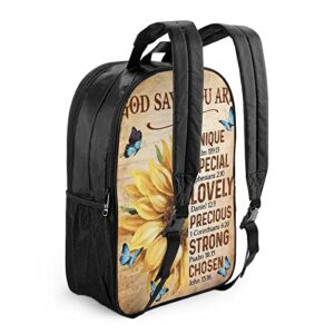 African American Backpack - Sunflower Girl God Says You Are - Large Bookbag Double Sided Prints Travel Backpack - Unisex Casual Backpack School Backpack for Black Girl, 17 Inch