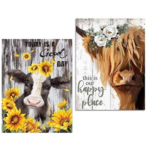 cow diamond painting kits 2 pack-cow diamond art kits for adults,animal gem art kits for adults for gift home wall decor(12x16inch)