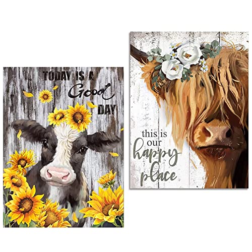 Cow Diamond Painting Kits 2 Pack-Cow Diamond Art Kits for Adults,Animal Gem Art Kits for Adults for Gift Home Wall Decor(12x16inch)