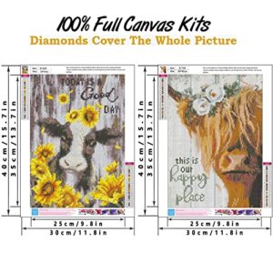 Cow Diamond Painting Kits 2 Pack-Cow Diamond Art Kits for Adults,Animal Gem Art Kits for Adults for Gift Home Wall Decor(12x16inch)