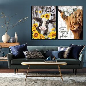 Cow Diamond Painting Kits 2 Pack-Cow Diamond Art Kits for Adults,Animal Gem Art Kits for Adults for Gift Home Wall Decor(12x16inch)