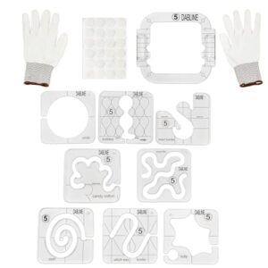 dabline 13 pcs quilting template set includes 8 quilting templates, quilting frame, quilting gloves, quilting stickers, and quilting guide. free motion quilting rulers and templates