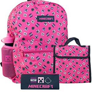 Minecraft Kids Backpack Pink 4 Piece Set