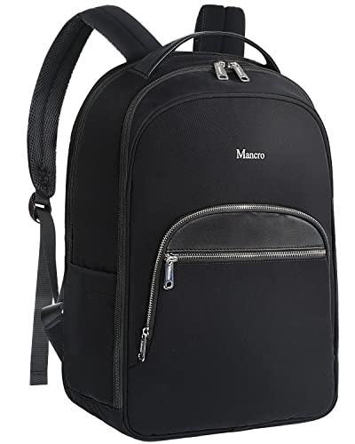 Mancro Laptop Backpack for Men, 15.6 Inch Business Travel Backpack Airline Approved Computer Bag, College Student Bookbags Backpacks for School,Travel Gift for Men, Black