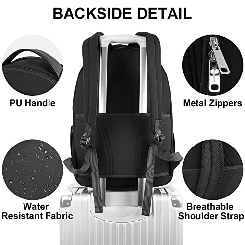 Mancro Laptop Backpack for Men, 15.6 Inch Business Travel Backpack Airline Approved Computer Bag, College Student Bookbags Backpacks for School,Travel Gift for Men, Black