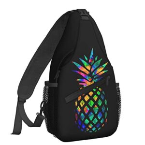 famame pineapple sling backpack chest bag crossbody shoulder bag gym cycling travel hiking daypack for men women