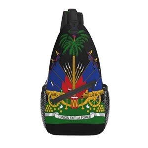 fashion haiti haitian flag sling bag adjustable shoulder strap haiti casual backpack crossbody travel hiking daypack