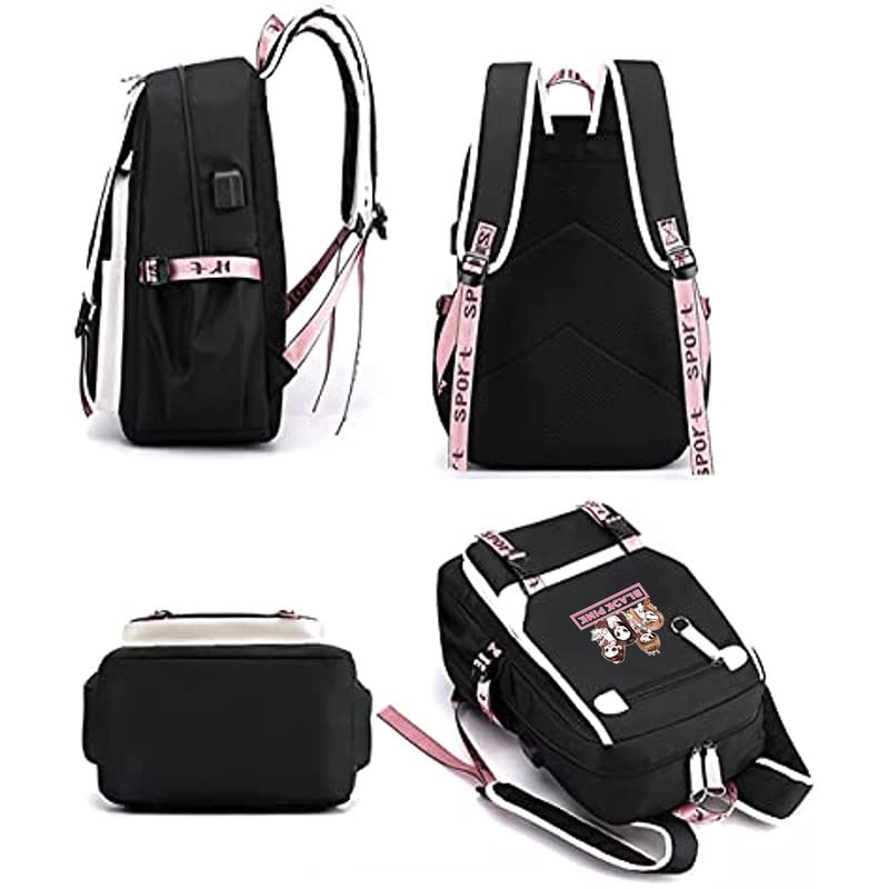 BEBBEE Unisex Bangtan boys Lisa Rose JISOO Jennie Kawaii Laptop Backpack Middle School Students Bookbag Outdoor Daypack for Girls Boys School (F)