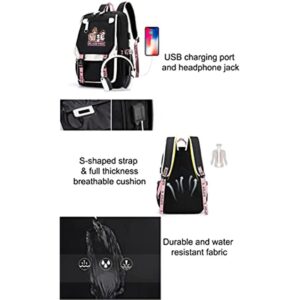 BEBBEE Unisex Bangtan boys Lisa Rose JISOO Jennie Kawaii Laptop Backpack Middle School Students Bookbag Outdoor Daypack for Girls Boys School (F)