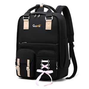 geewin backpack for girls, waterproof cute kawaii children backpack for school, kids backpack girls backpacks elementary bookbags middle school bags women casual travel daypacks (black)