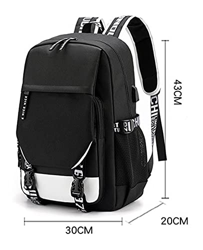 Jupkem Anime Helluva Boss Backpack Bag USB with Charging Port Student School Bag Laptop Cosplay for Boys Girls